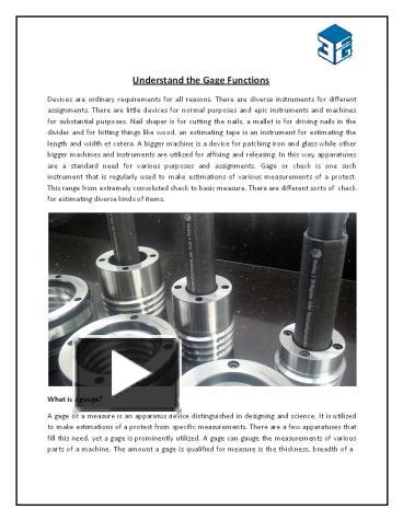 PPT – Understand the Gage Functions PowerPoint presentation | free to ...