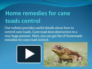 HOME REMEDIES FOR CANE TOADS CONTROL presentation | free to download