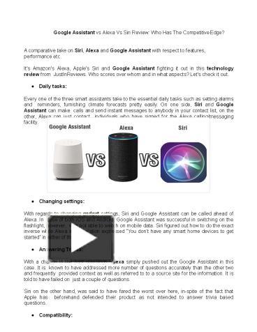 Google Assistant vs Alexa Vs Siri Review: Who Has The Competitive Edge ...