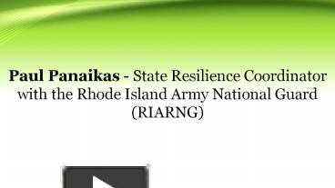 Paul Panaikas - State Resilience Coordinator with the Rhode Island Army ...