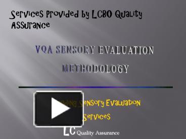 QA Sensory Evaluation Methodologies presentation | free to view