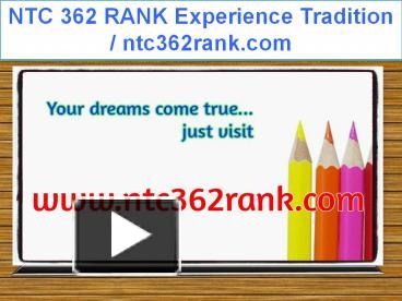 PPT – NTC 362 RANK Experience Tradition / ntc362rank.com PowerPoint ...