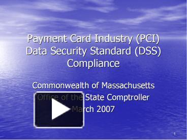 PPT – Payment Card Industry PCI Data Security Standard DSS Compliance ...