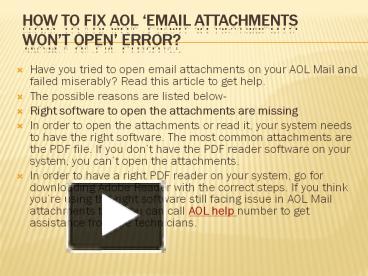 How to fix AOL ‘email attachments won’t open’ error? presentation ...