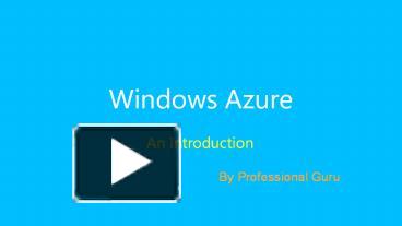 Azure Introduction presentation | free to download