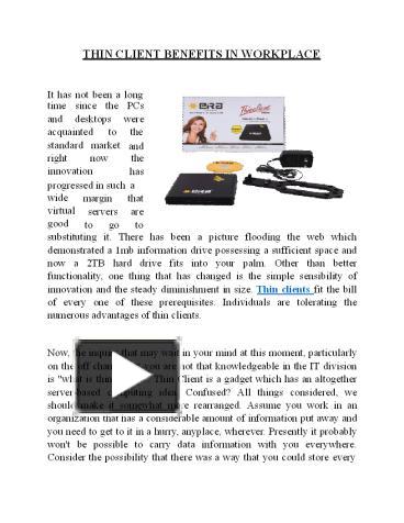 PPT – Thin Client Benefits In Workplace – Eiratek PowerPoint ...