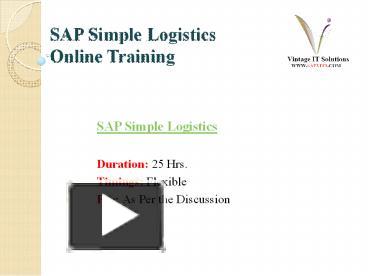 SAP S4 HANA Simple Logistics PPT presentation | free to download