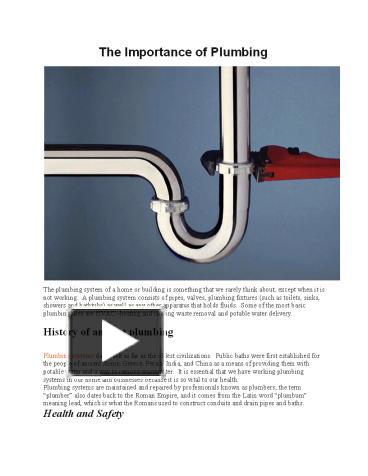 The Importance of Plumbing presentation | free to download