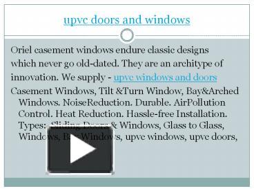 upvc doors and windows presentation | free to download