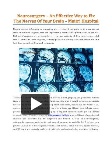 Neurosurgery – An Effective Way To Fix The Nerves Of Your Brain ...