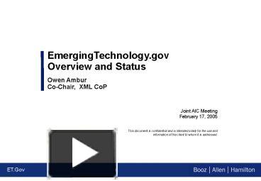 ET'gov Overview presentation | free to view