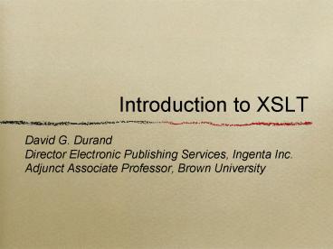 Introduction to XSLT presentation | free to view