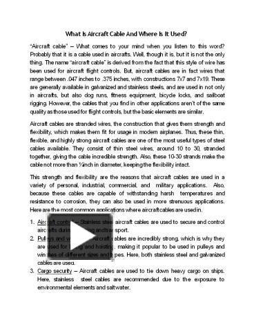 What Is Aircraft Cable And Where Is It Used - Miracle Aerospace ...