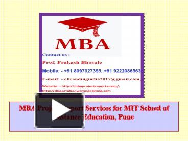 PPT – MBA Project Report Services for MIT School of Distance Education ...