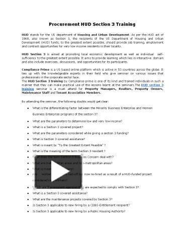 Procurement HUD Section 3 Training presentation | free to download