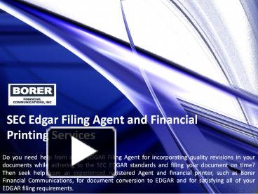 PPT – SEC Edgar Filing Agent and Financial Printing Services PowerPoint ...