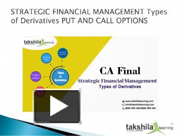PPT – STRATEGIC FINANCIAL MANAGEMENT Types of Derivatives PUT AND CALL ...