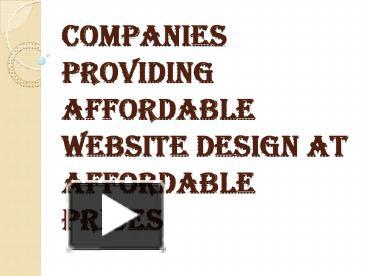 PPT – Design and Functionality of Affordable Website Design PowerPoint ...