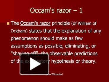 Occam's razor presentation | free to view