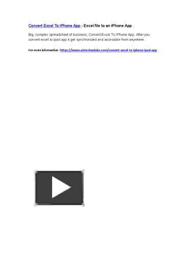 PPT – Convert Excel To IPhone App - Excel file to an iPhone App ...