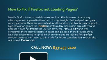 PPT – 1-833-455-2100 How to Fix if Firefox not Loading Pages ...