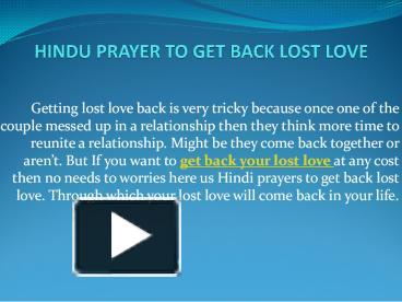 Hindu Prayer To Get Back Lost Love Presentation Free To Download