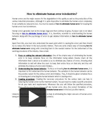 How to Eliminate Human Error? presentation | free to download