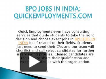 PPT – BPO jobs India PowerPoint presentation | free to download - id ...