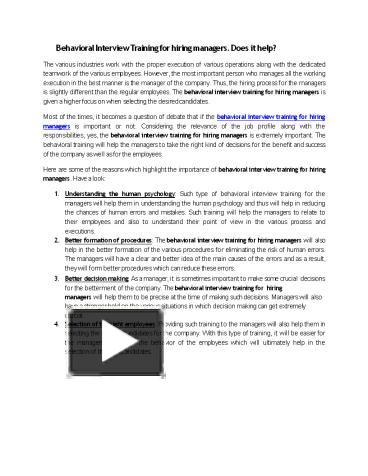 Behavioral Interview Training for Hiring Managers presentation | free ...