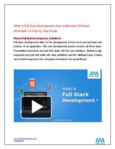 What is Full Stack Development, How to Become Full Stack Developer ? A ...