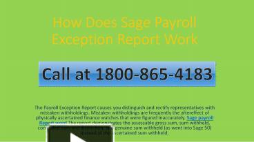 How Does Sage Payroll Exception Report Work Online Chat Support ...
