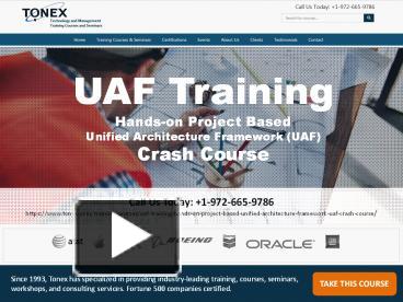 UAF Training, Hands-on project based Unified Architecture Framework ...