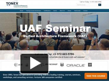 UAF (Unified Architecture Framework) Seminar presentation | free to ...