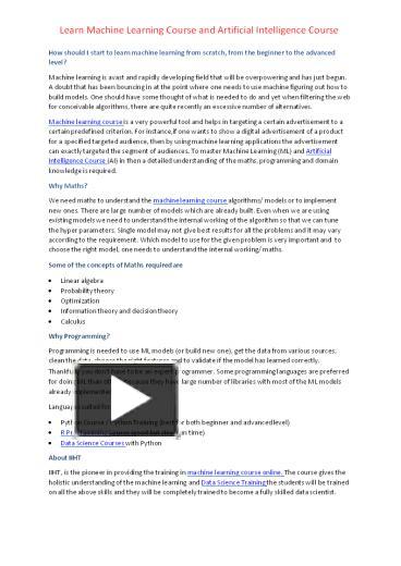 How should I start to learn machine learning from scratch presentation ...