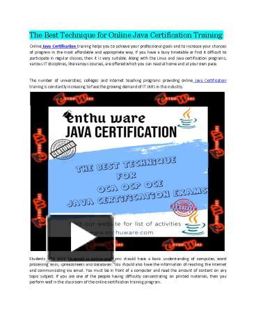 PPT – The Best Technique for Online Java Certification Training ...