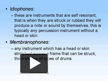 Idiophones: presentation | free to view