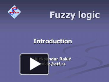 Fuzzy logic 1 presentation | free to view