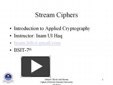 Stream Ciphers 2 presentation | free to download