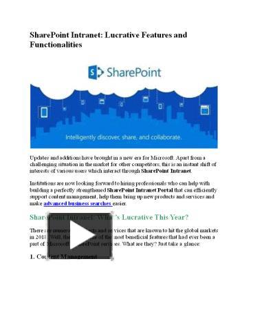 SharePoint Intranet: Lucrative Features and Functionalities ...