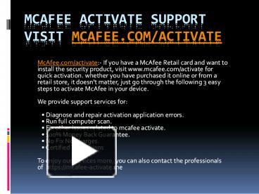 PPT – Activate Mcafee| Redeem Retail Card-mcafee.com/activate ...