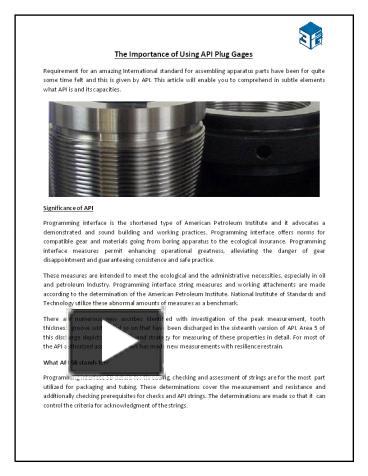 PPT – The Importance of Using API Plug Gages PowerPoint presentation ...