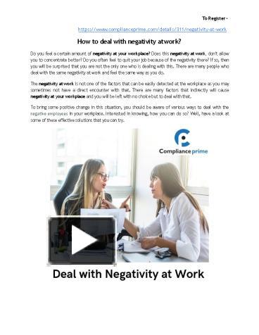 How to deal with negativity at work? presentation | free to download