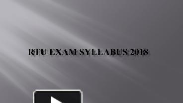 RTU syllabus presentation | free to download