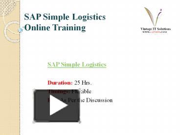 SAP Simple Logistics Course Content PPT presentation | free to download