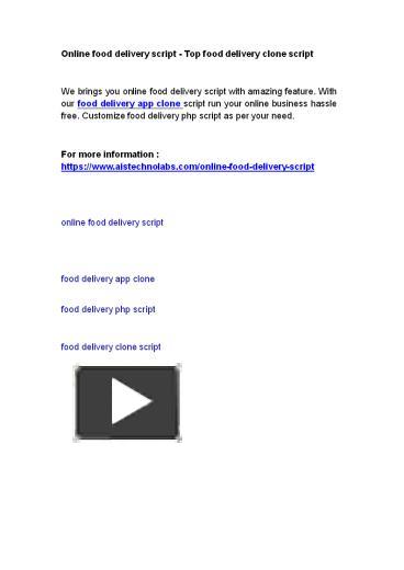 PPT – Online food delivery script - Top Food Delivery App Clone script ...