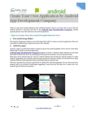 PPT – Create Your Own Application by Android App Development Company ...
