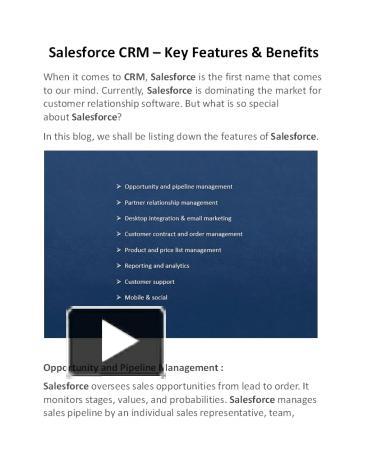 Salesforce CRM – Key Features & Benefits presentation | free to download