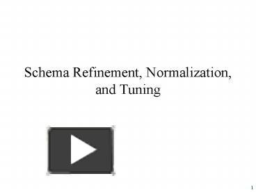 PPT – Schema Refinement, Normalization, and Tuning PowerPoint ...