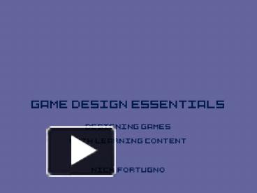 Game Design Essentials presentation | free to view
