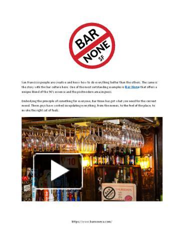 PPT – Enjoy Unlimited Cocktail at Bar None in San Fransisco PowerPoint ...